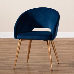 Baxton Studio Dining Chairs, Navy Blue/Gold