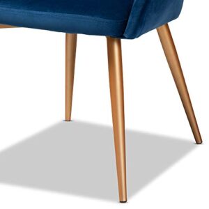 Baxton Studio Dining Chairs, Navy Blue/Gold