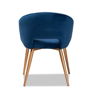 Baxton Studio Dining Chairs, Navy Blue/Gold