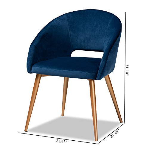 Baxton Studio Dining Chairs, Navy Blue/Gold