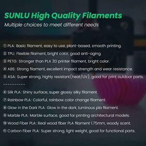 SUNLU ABS Filament 1.75mm, Highly Resistant Durable 3D Printer Filament, Dimensional Accuracy +/- 0.02mm, 1kg Spool(2.2lbs), 395 Meters, Strong ABS Consumables, Black