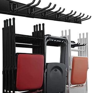 Wallmaster Garage Storage Organization Wall Mount, Garden Tool Rack Organizer Heavy Duty Folding Chair Hangers with 6 Adjustable Hooks 48inch Tracks Max Load 265lb