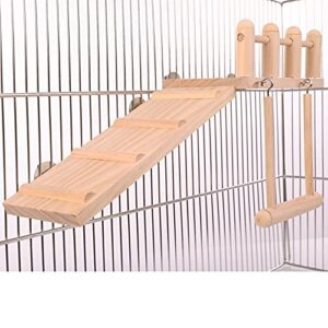 Bird Perches Cage Toys Bird Wooden Play Gyms Stands with Climbing Ladder, Parrot Play Stand and Bird Swing Conure for Green Cheeks, Baby Lovebird, Chinchilla, Hamster, Bird Cage Chewing Toys Sets