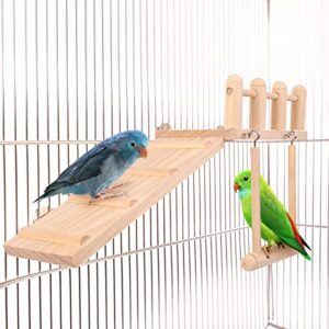 Bird Perches Cage Toys Bird Wooden Play Gyms Stands with Climbing Ladder, Parrot Play Stand and Bird Swing Conure for Green Cheeks, Baby Lovebird, Chinchilla, Hamster, Bird Cage Chewing Toys Sets