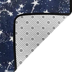 Galaxy Starry Night Stars Glow in The Dark Midnight Area Rug, Bedroom Living Room Kitchen Rug, Doormat Floor Mat Standing Mat, Children Play Rug Carpet Bathroom Rug Mat, Throw Rugs Carpet Yoga Mat