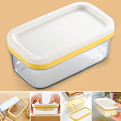 Butter Case Butter Dish Butter Box Keeper with Bamboo Lid,Butter Keeper Container Sealing With Lid Rectangle Food Storage Home