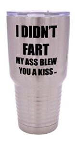 rogue river tactical funny blew you a kiss large 30 ounce travel tumbler mug cup w/lid vacuum insulated hot or cold sarcastic