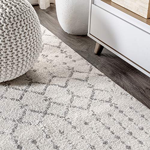 JONATHAN Y MOH101B-8 Moroccan Hype Boho Vintage Diamond 8 ft. x 10 ft. Area -Rug, Bohemian, Southwestern, Casual, Transitional, Pet Friendly, Non Shedding, Stain Resistant, Easy -Cleaning, Cream/Gray