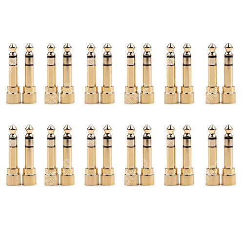 24 Pcs Adapter Brass Gold 1/4" 6.35mm to 3.5mm Plug Stereo Audio Headphone Screw m