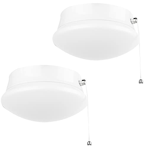 bulbeats 7” Modern LED Ceiling Light with Pull Chain 12W 4000K, 1300lm, 125W E26 Bulb Replacement, Energy Saving Flush Mount Lighting for Closets/Bedroom/Corridor (2 Pack)