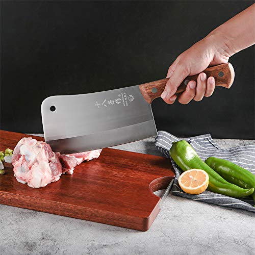 Heavy Duty Heft Cleaver SHI BA ZI ZUO Butcher Knife for Chopping Bones Sturdy Kitchen Knife