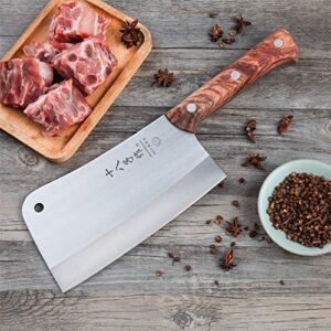 Heavy Duty Heft Cleaver SHI BA ZI ZUO Butcher Knife for Chopping Bones Sturdy Kitchen Knife