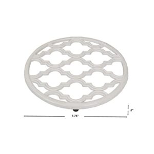 Home Basics Lattice Collection Cast Iron Trivet for Serving Hot Dish, Pot, Pans & Teapot on Kitchen Countertop or Dinning, Table-Heat Resistant (3, White)