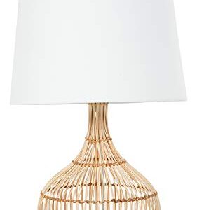 Kouboo Luhu Cane Rib Bulb Table Lamp, Natural with White Shade