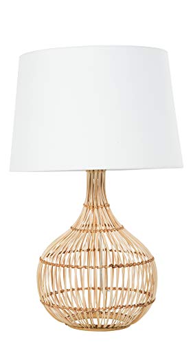 Kouboo Luhu Cane Rib Bulb Table Lamp, Natural with White Shade