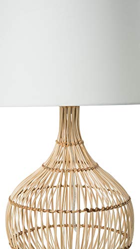 Kouboo Luhu Cane Rib Bulb Table Lamp, Natural with White Shade