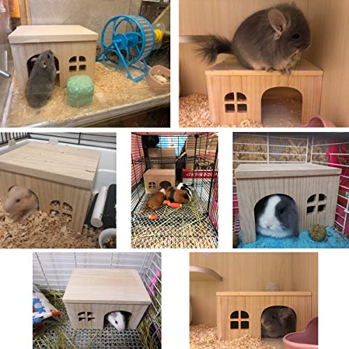 Hamster Wooden House Small Animals Hideout Home for Rat Mice Gerbil Mouse Rabbit Cage Play Hut (S)