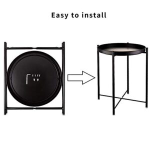 EKNITEY End Table,Folding Metal Side Table Waterproof Small Coffee Table Sofa Side Table with Removable Tray for Living Room Bedroom Balcony and Office