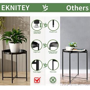 EKNITEY End Table,Folding Metal Side Table Waterproof Small Coffee Table Sofa Side Table with Removable Tray for Living Room Bedroom Balcony and Office