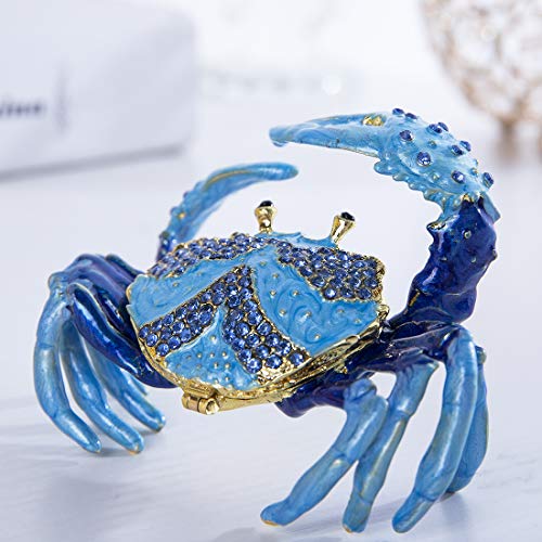 YU FENG Crab Jewelry Trinket Boxes Hinged Animal Jeweled Trinket Box Decorative Crab Collectible Figurine