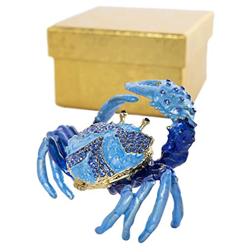 YU FENG Crab Jewelry Trinket Boxes Hinged Animal Jeweled Trinket Box Decorative Crab Collectible Figurine