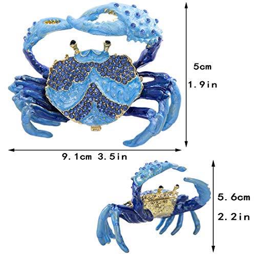 YU FENG Crab Jewelry Trinket Boxes Hinged Animal Jeweled Trinket Box Decorative Crab Collectible Figurine