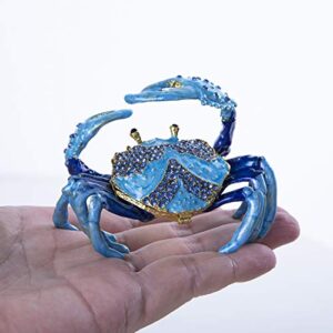 YU FENG Crab Jewelry Trinket Boxes Hinged Animal Jeweled Trinket Box Decorative Crab Collectible Figurine