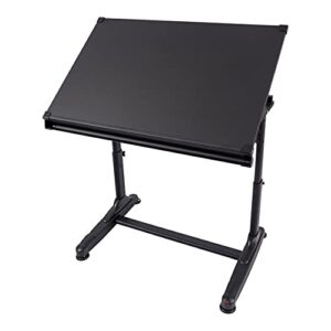 stand up desk store adjustable height and angle drafting table drawing desk with large surface (black frame/black top, 40" w x 26" d)