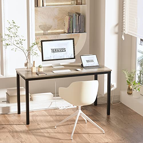 Teraves Computer Desk/Dining Table Office Desk Sturdy Writing Workstation for Home Office (47.24”, Black Oak)