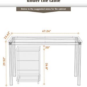 Teraves Computer Desk/Dining Table Office Desk Sturdy Writing Workstation for Home Office (47.24”, Black Oak)