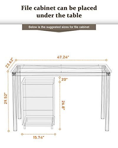 Teraves Computer Desk/Dining Table Office Desk Sturdy Writing Workstation for Home Office (47.24”, Black Oak)