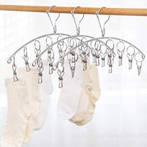 CenYouful Stainless Steel Laundry Drying Rack Windproof Clothes Hanger with 8 Clips for Drying Socks,Drying Towels, Cloth Diapers, Bras, Baby Clothes,Underwear,Hat, Socks Gloves (Set of 2)