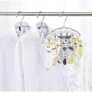 CenYouful Stainless Steel Laundry Drying Rack Windproof Clothes Hanger with 8 Clips for Drying Socks,Drying Towels, Cloth Diapers, Bras, Baby Clothes,Underwear,Hat, Socks Gloves (Set of 2)