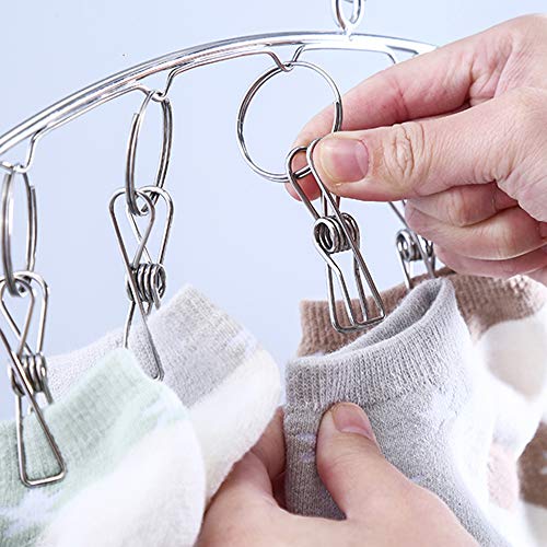 CenYouful Stainless Steel Laundry Drying Rack Windproof Clothes Hanger with 8 Clips for Drying Socks,Drying Towels, Cloth Diapers, Bras, Baby Clothes,Underwear,Hat, Socks Gloves (Set of 2)