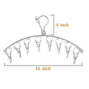 CenYouful Stainless Steel Laundry Drying Rack Windproof Clothes Hanger with 8 Clips for Drying Socks,Drying Towels, Cloth Diapers, Bras, Baby Clothes,Underwear,Hat, Socks Gloves (Set of 2)