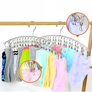 CenYouful Stainless Steel Laundry Drying Rack Windproof Clothes Hanger with 8 Clips for Drying Socks,Drying Towels, Cloth Diapers, Bras, Baby Clothes,Underwear,Hat, Socks Gloves (Set of 2)