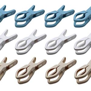 12 Pack Towel Clips Clothespin Holder for Beach Pool Loungers Clothes Blanket Swimsuits Curtains