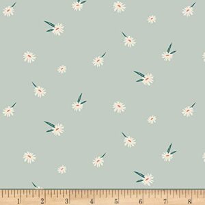 art gallery fabrics art gallery campsite dancing daisies fabric, pale blue