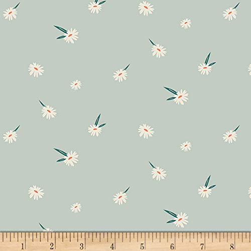 Art Gallery Fabrics Art Gallery Campsite Dancing Daisies Fabric, Pale Blue