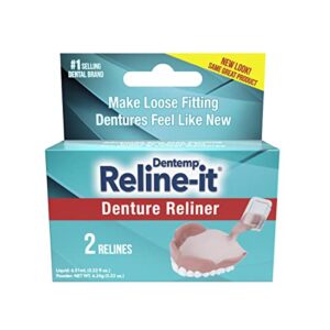 dentemp denture reline kit - advanced formula reline it denture reliner (pack of 1) - denture kit to refit and tighten dentures for both upper & lower denture