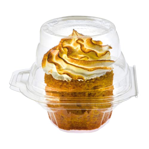 Clear Cupcake Boxes Individual Cupcake Containers | Stackable Cupcake Holder With Lid | Airtight Box Disposable Cupcake Containers | Dome Cupcake Carrier | Cupcake Holders Individual 100 Per Pack