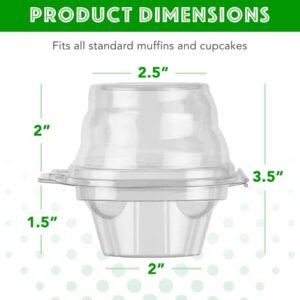 Clear Cupcake Boxes Individual Cupcake Containers | Stackable Cupcake Holder With Lid | Airtight Box Disposable Cupcake Containers | Dome Cupcake Carrier | Cupcake Holders Individual 100 Per Pack