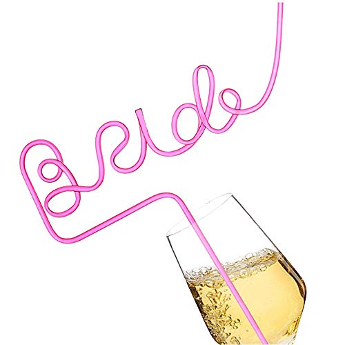 DmHirmg Bride Straw,Large Plastic Pink Bride Drinking Sipping Straw Reusable Letter Drinking Straw for Bridal Wedding Shower Bachelorette Hen Party Decoration Bride to Be Gift Party Supplies Favor