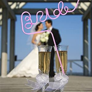 DmHirmg Bride Straw,Large Plastic Pink Bride Drinking Sipping Straw Reusable Letter Drinking Straw for Bridal Wedding Shower Bachelorette Hen Party Decoration Bride to Be Gift Party Supplies Favor