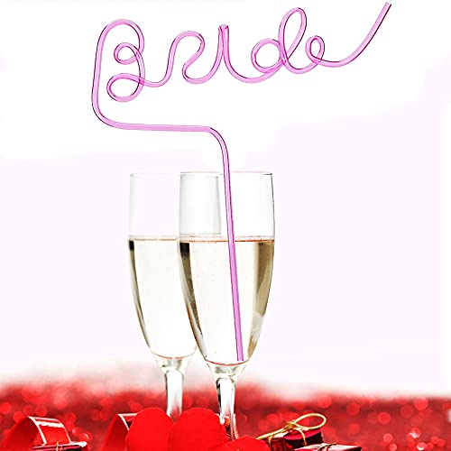 DmHirmg Bride Straw,Large Plastic Pink Bride Drinking Sipping Straw Reusable Letter Drinking Straw for Bridal Wedding Shower Bachelorette Hen Party Decoration Bride to Be Gift Party Supplies Favor