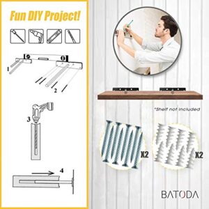 BATODA - 6" Floating Shelf Bracket Heavy Duty – Solid Steel Blind Shelf Supports - Hidden Brackets for Floating Wood Shelves - Screws and Wall Plugs Included (8 Inch Rod, 6)