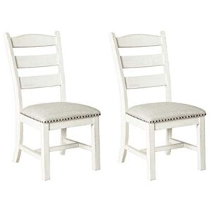 Signature Design by Ashley Valebeck Vintage Farmhouse Cushioned Dining Chair, 2 Count, Whitewash