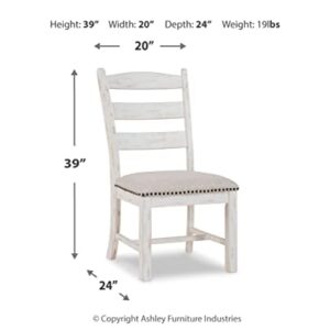 Signature Design by Ashley Valebeck Vintage Farmhouse Cushioned Dining Chair, 2 Count, Whitewash