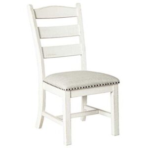 Signature Design by Ashley Valebeck Vintage Farmhouse Cushioned Dining Chair, 2 Count, Whitewash