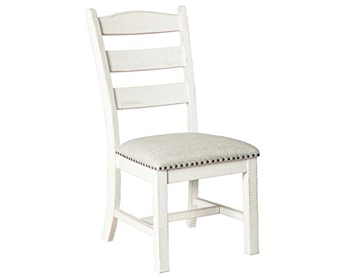 Signature Design by Ashley Valebeck Vintage Farmhouse Cushioned Dining Chair, 2 Count, Whitewash